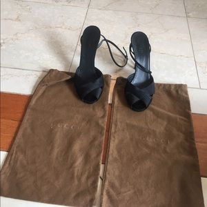 Gucci | Shoes | Gucci Silk Black Shoe Criss Cross Open Toe Women | Poshmark